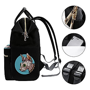 Sphinx Cat Head Diaper Bag Backpack Large Capacity Mommy Bags Multifunction Nappy Bag Travel Back Pack Black-Style