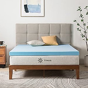 ZINUS 3 Inch Green Tea Cooling Gel Memory Foam Mattress Topper, Cooling Gel Foam, CertiPUR-US Certified, Twin, Blue