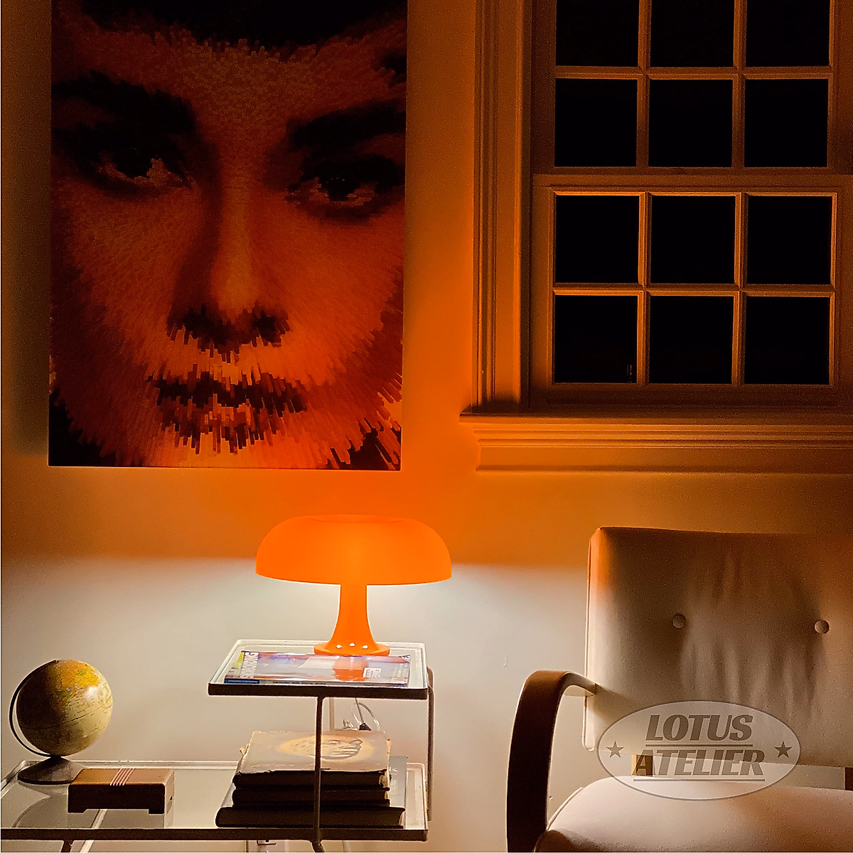 Lotus Atelier Orange Mushroom Lamp for Room Aesthetic Modern Lighting for Bedroom | Cool Retro Living Room Decor (Orange)