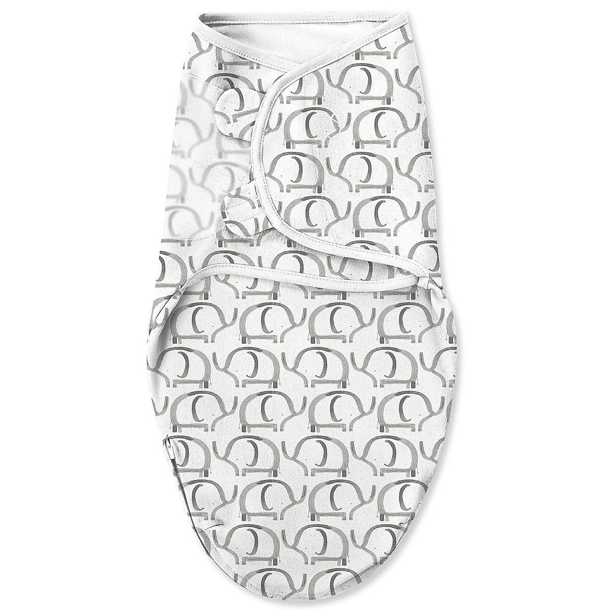 SwaddleMe Luxe Easy Change Swaddle, Ellie Elephant/Triangle Grey, Small/Medium (0-3 Months)
