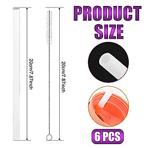 Replacement Straws for Owala FreeSip 24 oz 32 oz, 6pcs Reusable Plastic Straws with Cleaning Brush for Owala Flip Insulated Stainless Steel Water Bottle 24oz 32oz, Tumbler Accessories Parts(White)