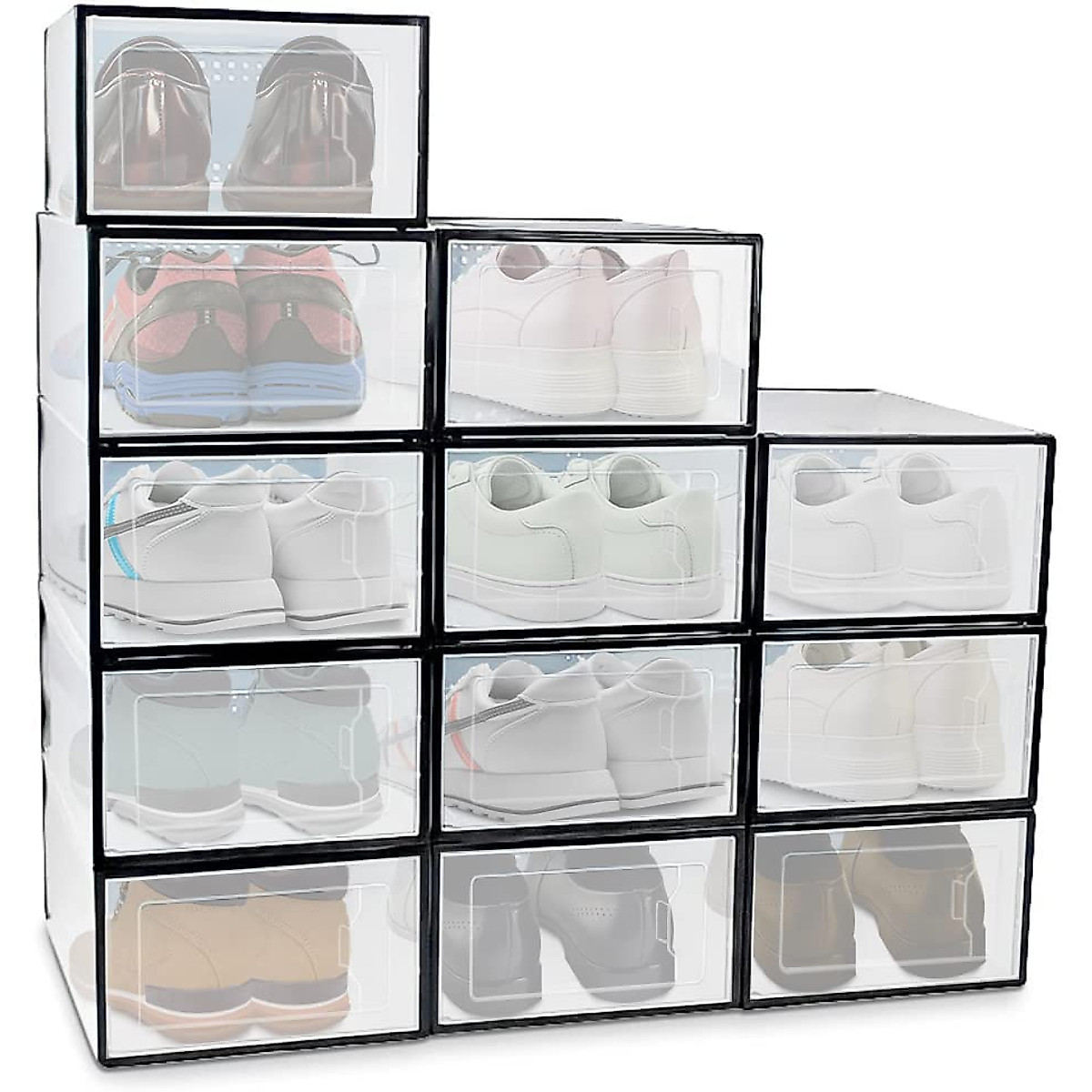 GOMINIMO - Shoe Box, Clear Shoe Boxes Stackable, Shoe Boxes Clear Plastic Stackable, Shoe Storage Boxes, Shoe Case, Shoe Containers, Sneaker Storage, Shoe Box Organizer, Cajas Para Zapatos