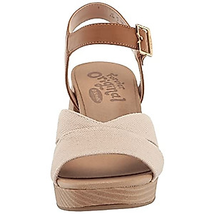 Dr. Scholl's Shoes Women's Mariah Block Heel Sandal Heeled, Light Brown Smooth/Fabric, 6