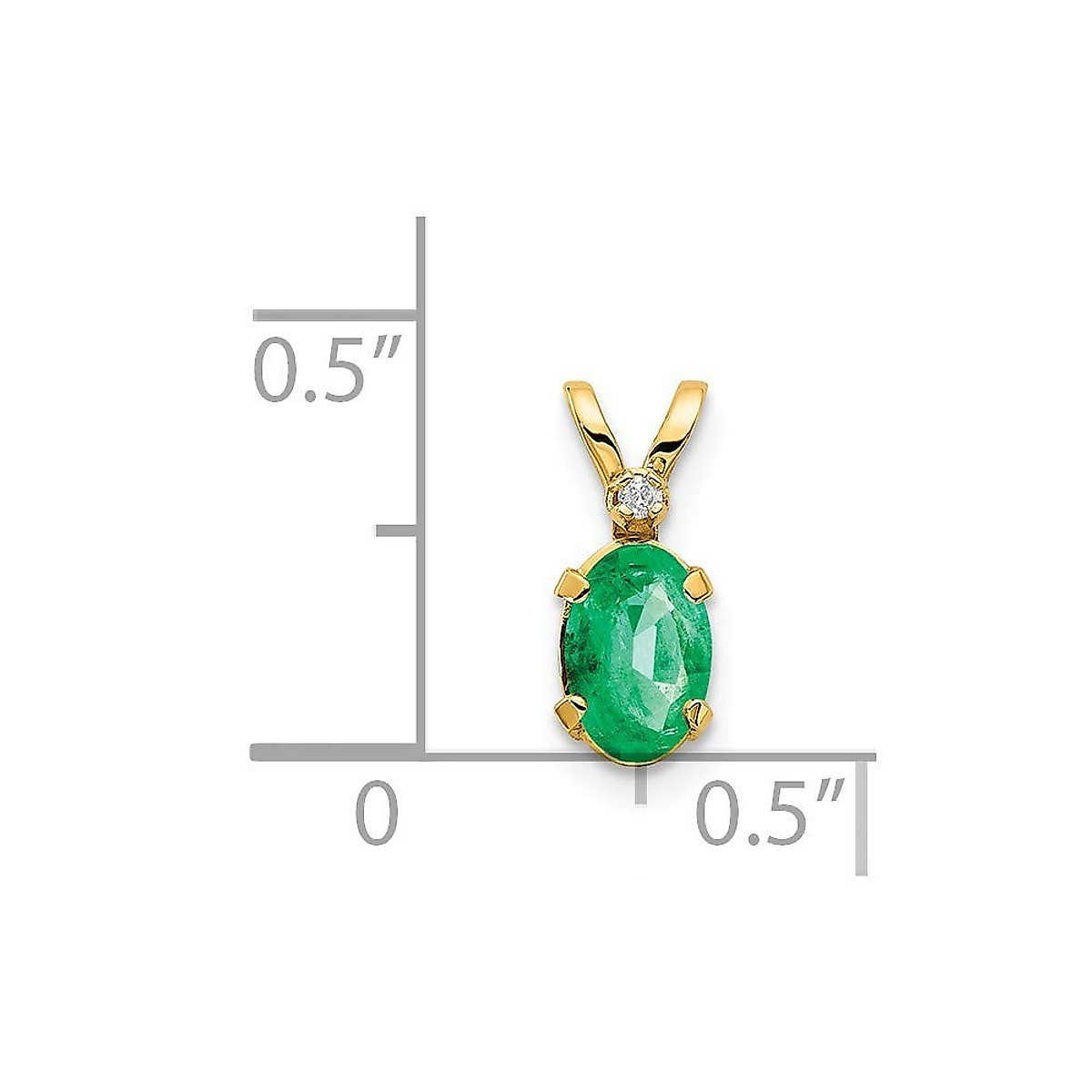 Roy Rose Jewelry 14K Yellow Gold Diamond & 1/2-Carat Oval Emerald Birthstone Pendant