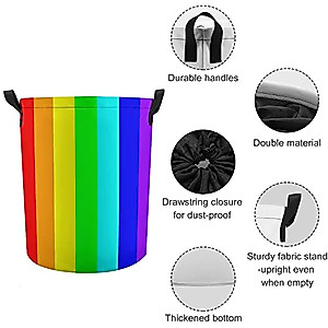 KURISOE Rainbow Laundry Basket Colorful Pride Geometry Laundry Hamper Vibrant Progress Bag Washing Bin Collapsible Laundry Basket for Women Bedroom, Bathroom, Dorm