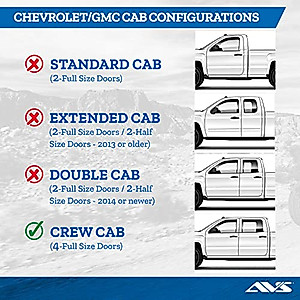 Auto Ventshade [AVS] In-Channel Ventvisor | 2014 - 2018 Silverado & Sierra 1500 Crew, 2015 - 2019 Silverado & Sierra 2500HD-3500HD Crew - Smoke, 4 pc. | 194536
