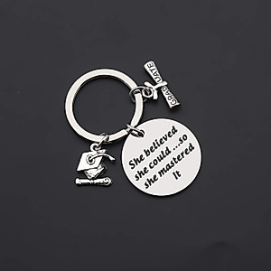HOLLP She Believed She Could So She Mastered It Keyring Graduation Jewelry Inspirational Gift for Women Girl Sister Mother Friend (Keyring)
