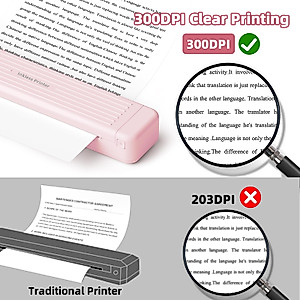 Portable Printer for iPhone iPad Laptop PC - Bluetooth Printer Supports Dual-Sided Printing Letter/A4/B5/A5 Regular Paper, Wireless Printer for Home Travel Office Vehicle Word PDF Excel TxT 300DPI