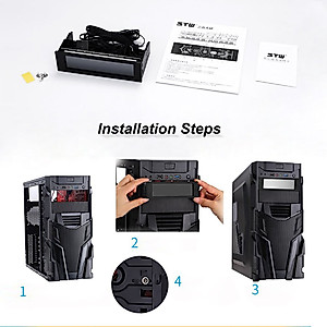 Wscoficey Fan Controller Temperature Monitor Automatic Speed Control LCD Front Panel STW 5.25" 5 Channel Touchscreen for Computer Cooling Fans