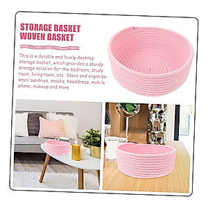 ibasenice Portable Pink Cotton Rope Woven Basket Laundry Hamper