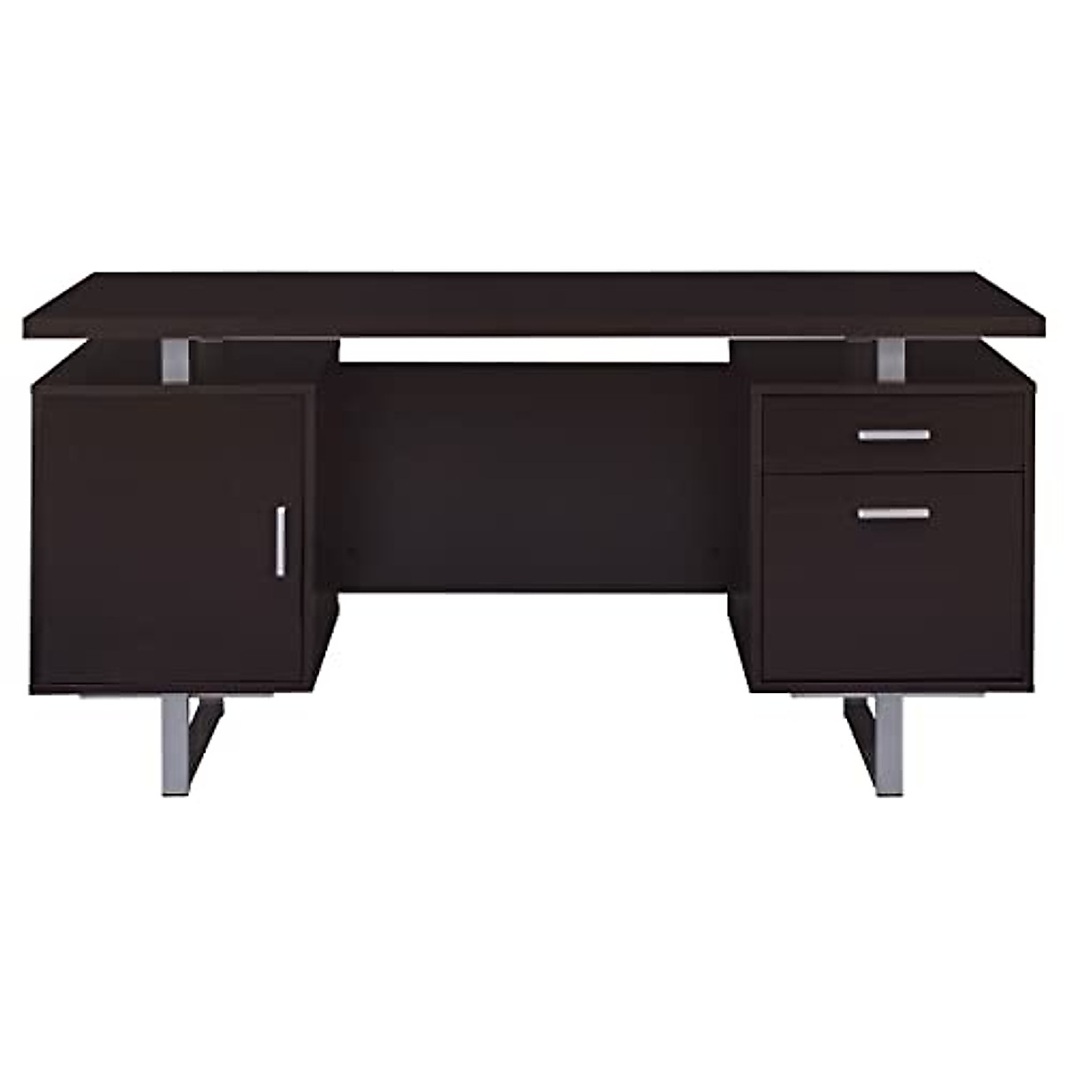 Coaster Furniture Lawtey Modern Contemporary 2 Drawer Home Office Writing Desk Storage File Cabinet Silver Metal Frame Cappuccino Brown 801521