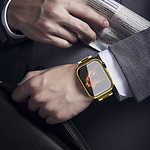 Bekomo 3-Pack Stainless Steel Apple Watch Band with 2 Pack Tempered Glass Screen Protectors, 49mm, 44mm, 45mm, 42mm, 40mm, 38mm, 41mm