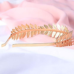 Toyvian Bridal Hair Crown Roman Goddess Leaf Branch Dainty Head Dress Boho (Gold)