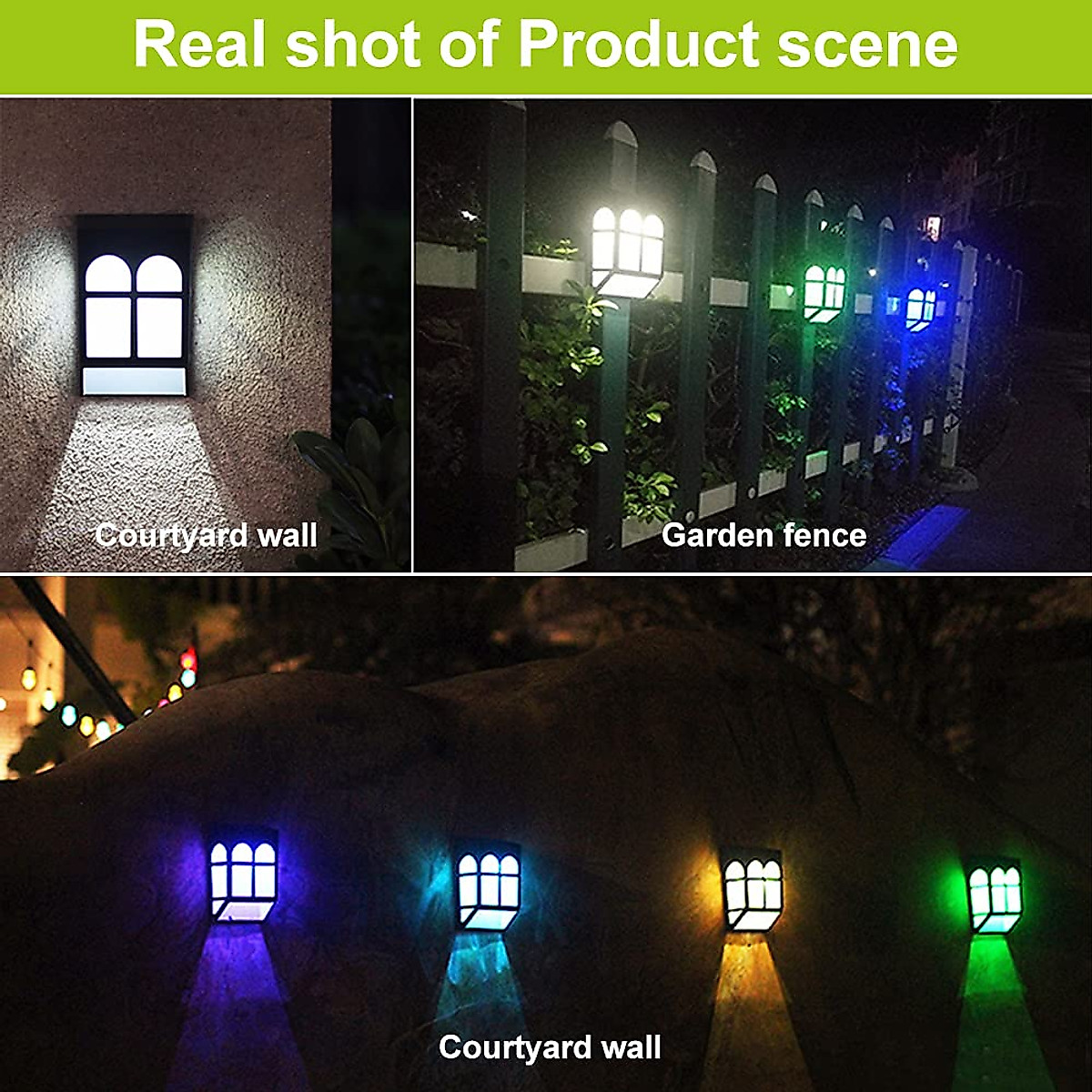 LED Solar Outdoor Fence Light Fence Light Garden Wall Light Home Garden Landscape Light Street Light Staircase Fence Wall Light, 7 Colors and 2 Patterns