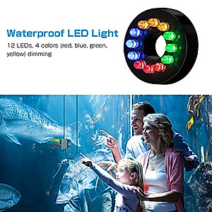 Fountain pump Submersible Water pump Kit with LED Light 220 GPH Waterproof Silent outdoor Pond pump Small Aquarium pump for Hydroponic Aquarium Air Fish tank with Decorations Plants Sunterra