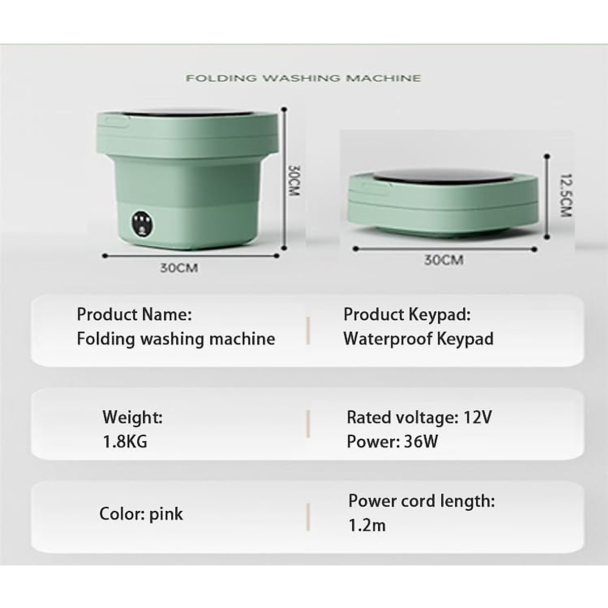 8L Portable washing machine, Mini washing machine portable washer for Underwear, Baby Clothes, or Small Items, for Apartments, Camping, Travel (Green)