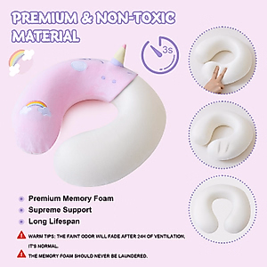 Cirorld Travel Pillow for Kids Adult Cute Neck Pillow for Traveling Memory Foam Airplane Pillow Sleep Mask Animal Flight Pillow Head Rest Neck Support for Cars Long Flights (Pink, 9-12 Y/O)