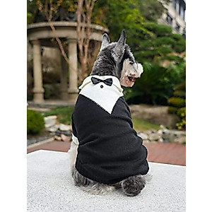 Dog Tuxedo Bow Tie Wedding Party Suit, Dog Wedding Clothes Sweater for Dogs X-Large (XL) Size 20" Back Length