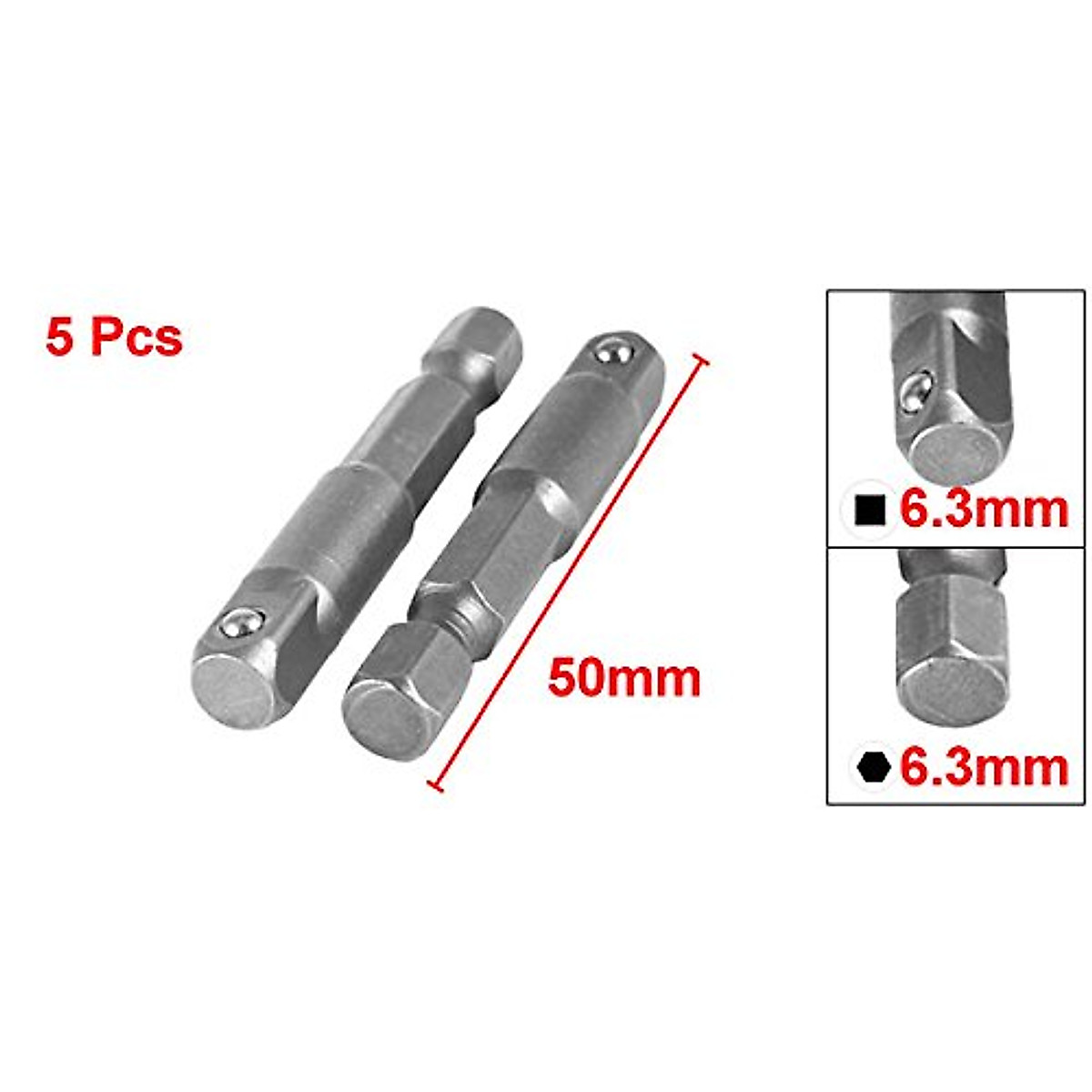 Uxcell a14041800ux0341 Socket Adapter Set 1/4" Hex Shank to 1/4" Impact Driver/Drill (Pack of 5)