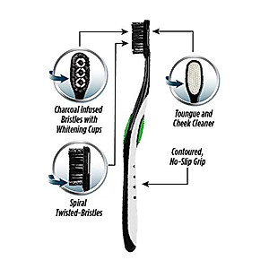 RM Oral Charcoal Whitening Soft Brushes 4ct with 80 Count Charcoal Floss Picks