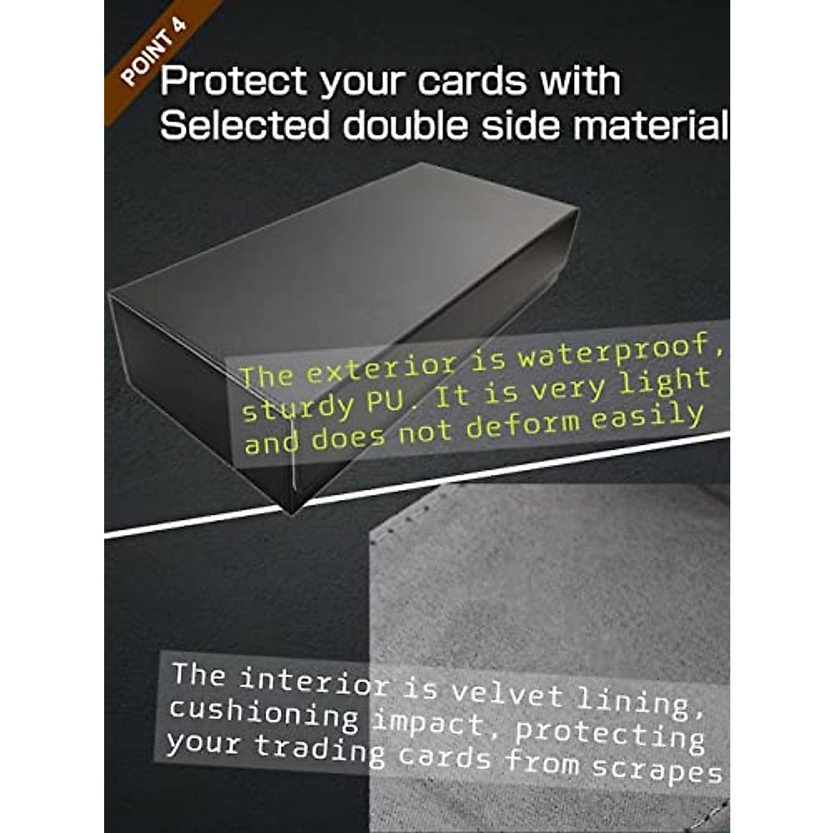 Venssu Card Deck Box, Card Deck Case, Deck Card Box, Leather Large Size Fit 550 Plus Sleeved Cards Compatible with single/double sleeved toploader MTG TCG CCG (Black＆Red)