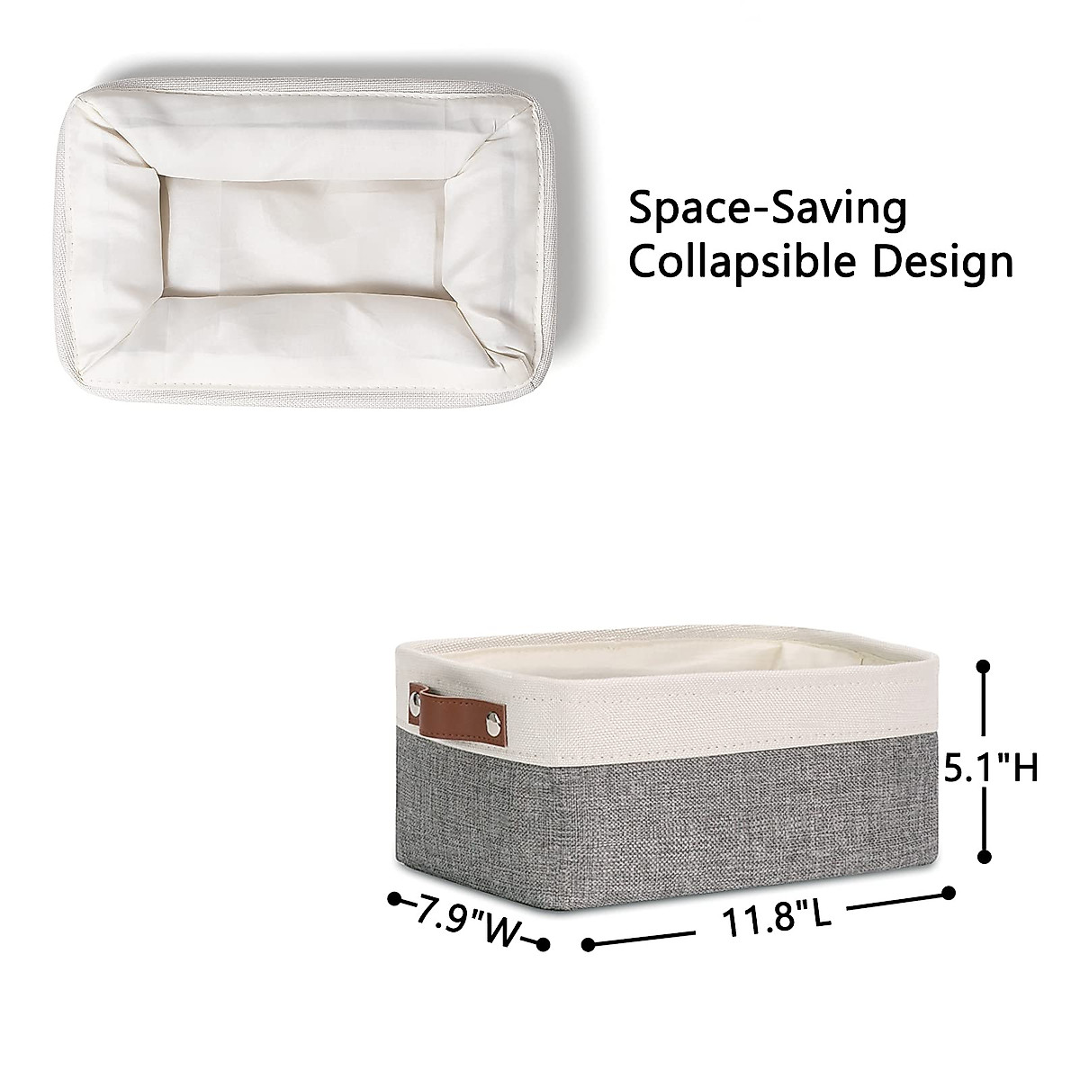 DULLEMELO Collapsible Bundle Baskets 4 Cube Baskets 13"x13"x13" + 6 Small Baskets 11.8"x7.9"x5.1"（White&Grey