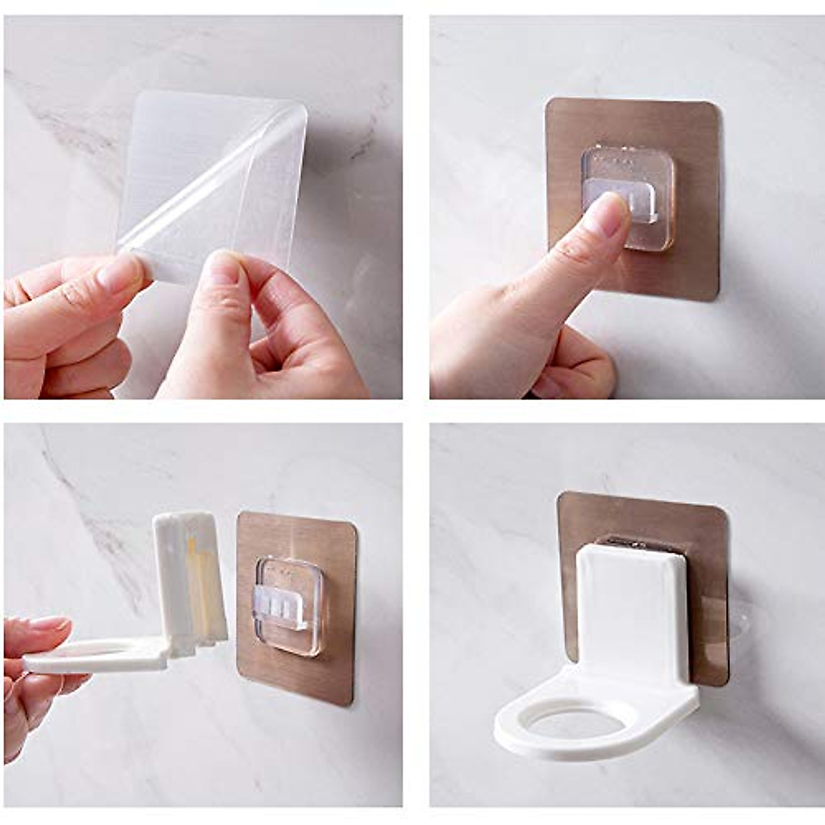 4 Pieces Shampoo Holder Hook Self-Adhesive Wall Mounted Bathroom Bottle Holder Shower Gel Shampoo Hand Washing Hook Shower Gel Bottle Holder Shower Gel Bottle Hook for Shower Kitchen Bathroom, White