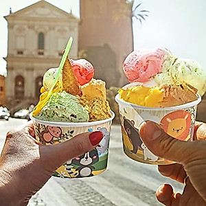 CIEOVO 48 Packs 9 oz Jungle Animals Party Paper Ice Cream Cups Disposable Jungle Safari Bowls Snack Cups Containers Dessert Bowls for Jungle Theme Birthday Wedding Baby Shower Party Decoration