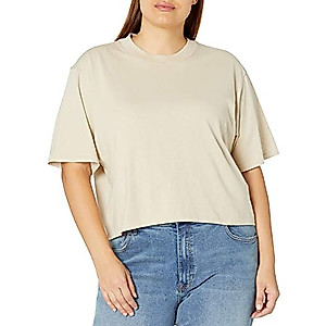 The Drop Women's Sydney Short-sleeve Cropped Crew Neck T-shirt, Sand, M