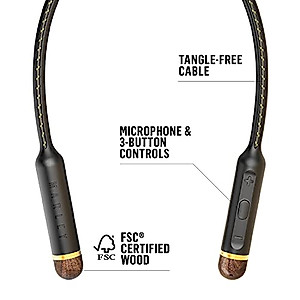 House of Marley Smile Jamaica Wireless: Wireless Neckband Earphones with Microphone, Bluetooth Connectivity, 8 Hours of Playtime, and Sustainable Materials (Brass)