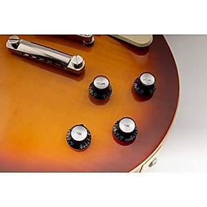 Musiclily Pro Imperial Inch Size Top Hat Bell Reflector 2 Volume 2 Tone Knobs Set for USA Les Paul SG Electric Guitar, Black with Silver Top