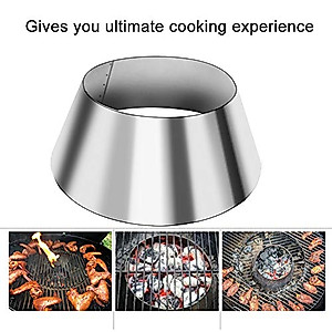 Outspark BBQ Whirlpool for Weber Kettle 22/26.75 WSM Smokey Mountain, XL Kamado,XL Big Green Egg, Stainless Steel Barbecue Charcoal Grill Accessories,Medium Size