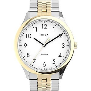 Timex Men's Modern Easy Reader 40mm Watch – Two-Tone Case White Dial with Expansion Band