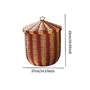 Bothyi Woven Storage Basket Laundry Basket Bin Storage Container Toys Organizer Sundries Organizer for Playroom Nursery Blanket Toys, 37cmx43cm