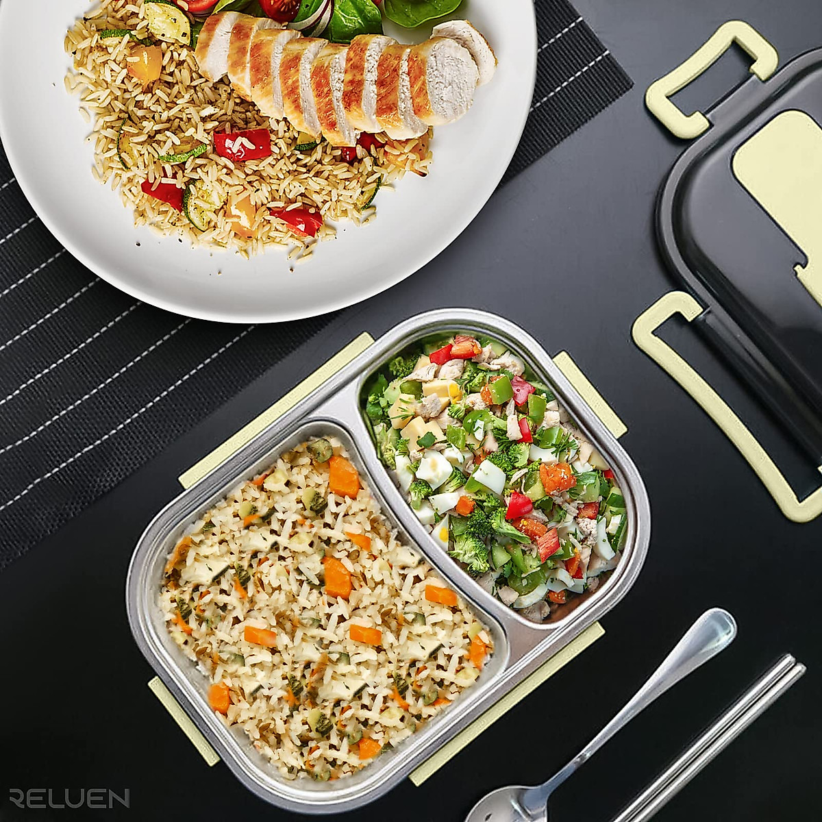 Lunch Box for Adults - Lunch Container with Compartments - Stainless Steel Lunch Box Food Warmer - Reusable Bento Box Lunch Warmer For Heating Food - Bento Lunch Box for Office Work for Men Women