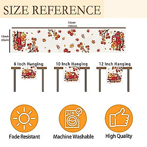 Fall Thanksgiving Table Runner 72 Inch, Red Truck Fall Decorations for Home Orange Leaves Pumpkin Thanksgiving Table Decorations for Coffee Table Dining Room Kitchen Entryway Table Top Mantle Decor