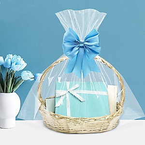 Morepack Large Cellophane Bags for Gift basket 30x30 Inches Clear Basket Bags 20 Pieces