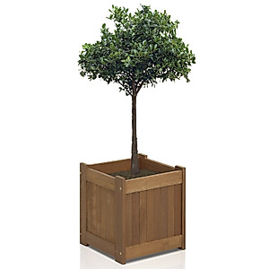 Furinno FG16450 Tioman Hardwood Flower Box, One-Pack, Natural