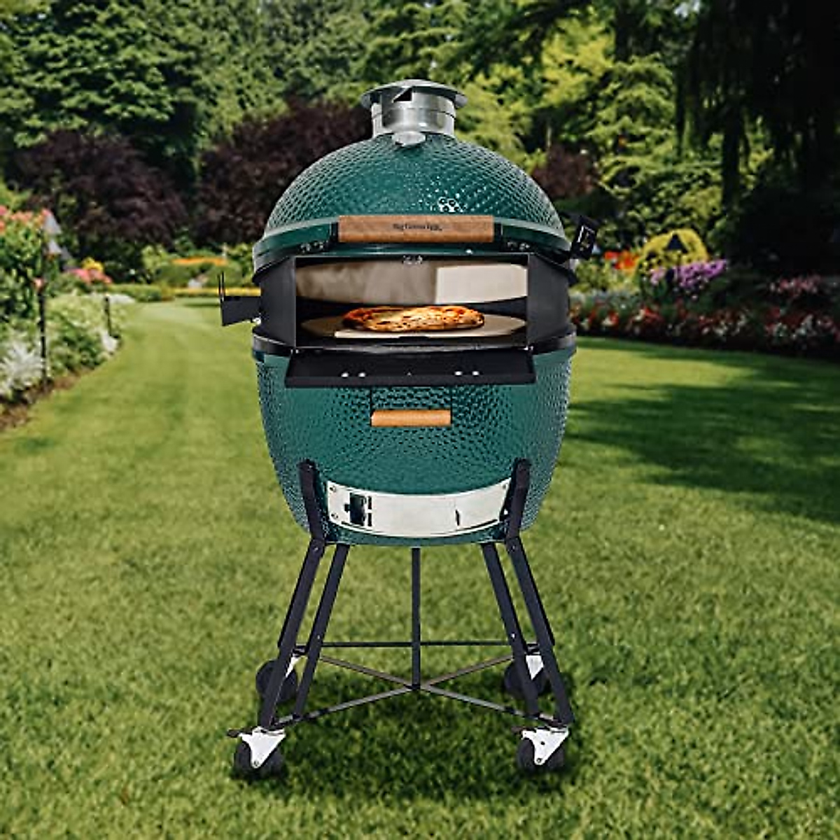 Kenmeister Chef 2 in 1 Rotisserie Kit with Pizza Ring, Rotisserie/Pizza Oven Grill Accessory Compatible with Large Big Green Eggs