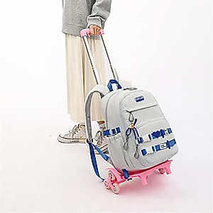 ZHANAO Girls Rolling Backpack Wheeled Backpack for Boys Trolley School Bags Kids Luggage Roller Backpack with 6 Wheels