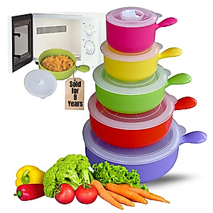 Evelots Set of 5 Microwave/Freezer Bowls-With Lids-Food Container-BPA Free Plastic
