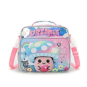 Robhomily Mushroom Girls Backpack with Lunch Box for Elementary School