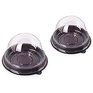 Clear Plastic Mini Cupcake Container,50 PC Mooncake Boxes Muffin Pod Dome Muffin Single Cupcake Holders Individual Cupcake Containers Plastic Disposable (Black, 50pc)