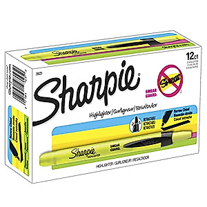 SHARPIE Retractable Highlighters, Chisel Tip, Fluorescent Yellow, 12 Count