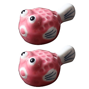 Hemoton 2Pcs Japanese Chopsticks Rest Ceramic Chopstick Holder Puffer Fish Chopsticks Rest Cute Animal Chopstick Rack for Chopsticks Spoons Forks Knives (Pink)