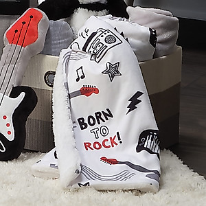 Lambs & Ivy Rock Star Baby Blanket - White, Modern