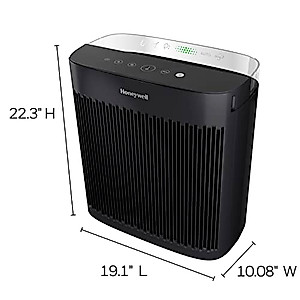Honeywell HPA5300 InSight HEPA Air Purifier with Air Quality Indicator and Auto Mode, Allergen Reducer for Extra-Large Rooms (500 sq ft), Black - Wildfire/Smoke, Pollen, Pet Dander & Dust Air Purifier