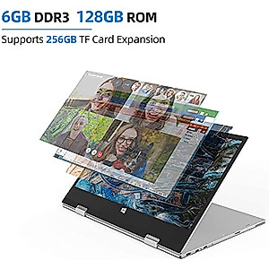 jumper EzBook X1 11.6 Inch 1080P FHD Touchscreen Laptop,Intel Celeron Quad core Processor,Flip Computer PC 6GB RAM,128GB eMMC,Windows 11 Home,Supports TF Card and 1TB M.2 SSD Extension - Silver