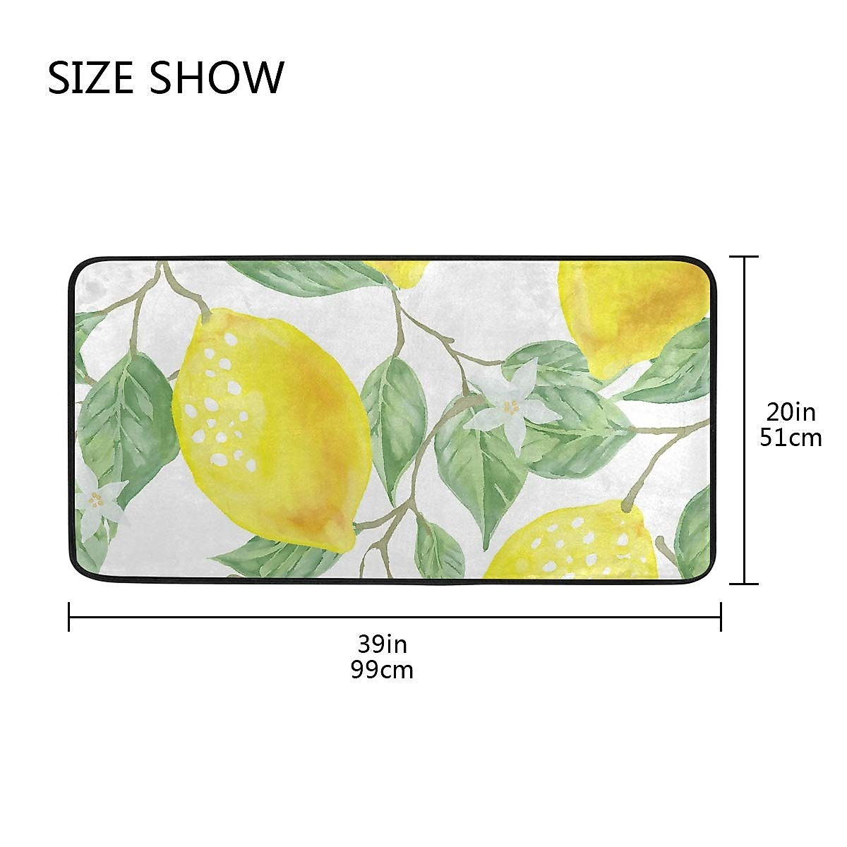 Lemon Kitchen Rug Fruits Runner Rug, Door Mat Bath Rug Home Decor Floor Mat Non-Slip Carpet for Kitchen Living Bedroom 39 x 20 Inch