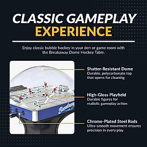 Hathaway Breakaway 41-In Dome Hockey Table for Family Room - With EZ-Grip Handles, Easy-Open Dome Top, LED Scoring Unit, Durable Chrome-Plated Metal Accents & Stable Leg Levelers - Blue/Black Finish